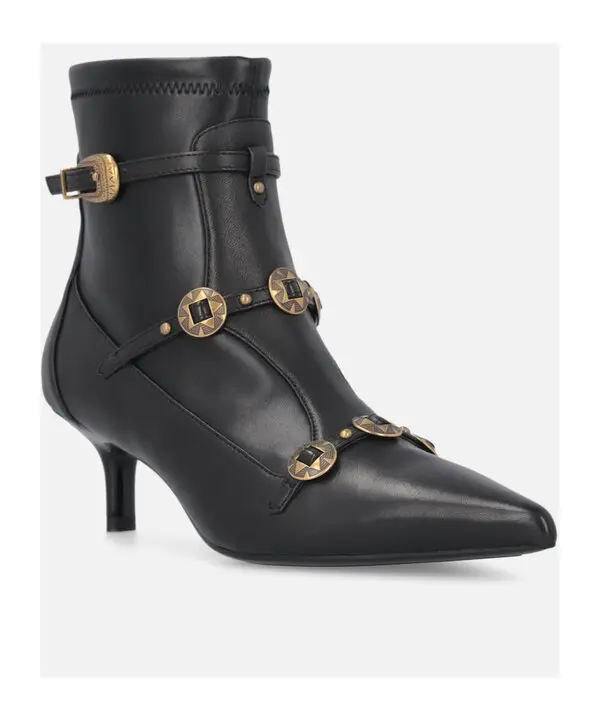 Pinko Buckled Leather Ankle Boots