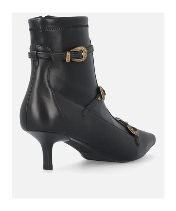 Pinko Buckled Leather Ankle Boots