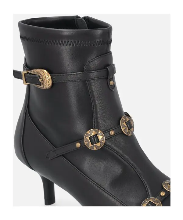Pinko Buckled Leather Ankle Boots