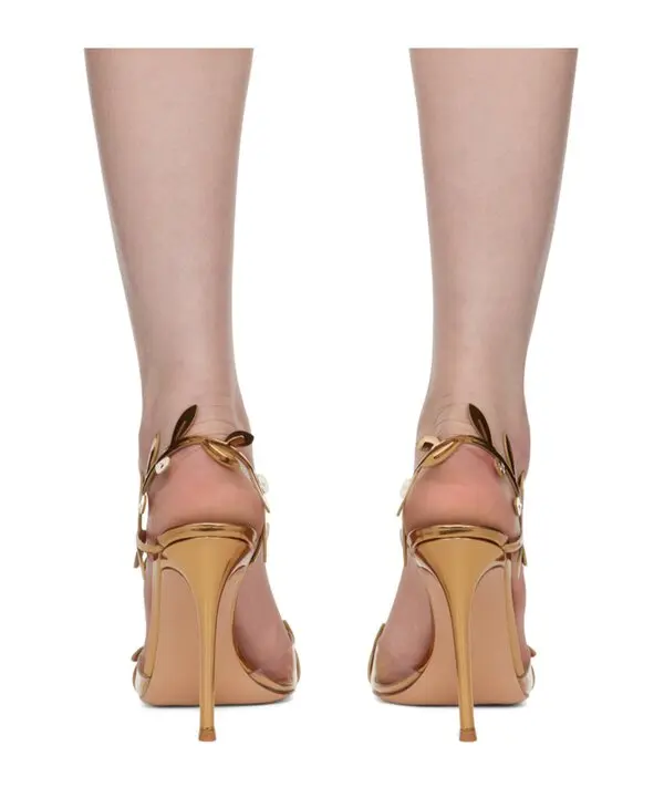 GIANVITO ROSSI Flavia Gold Leaf High-heeled Sandals - Brown