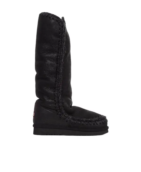 Mou Eskimo 40 Metallic-finish Contrast Stitched Boots - Black