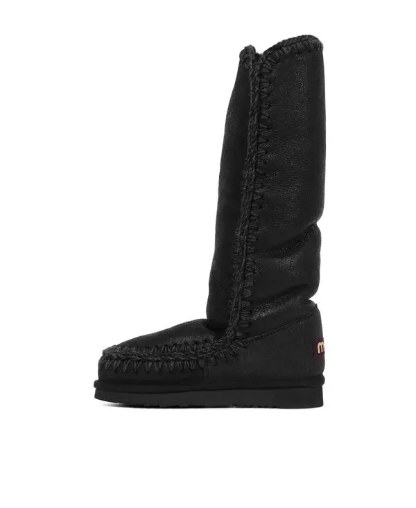 Mou Eskimo 40 Metallic-finish Contrast Stitched Boots - Black
