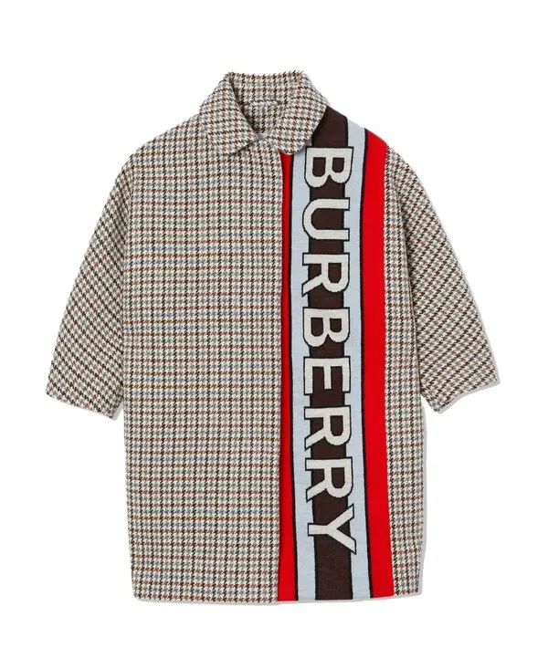 Burberry Houndstooth Check Logo Panel Coat