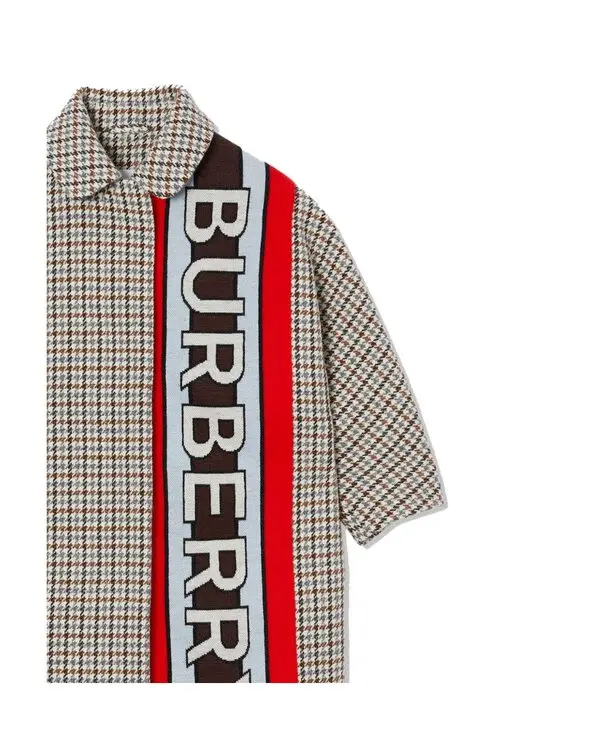 Burberry Houndstooth Check Logo Panel Coat