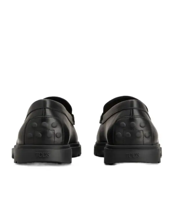 TOD'S Leather Loafers With Metal Detail - Black