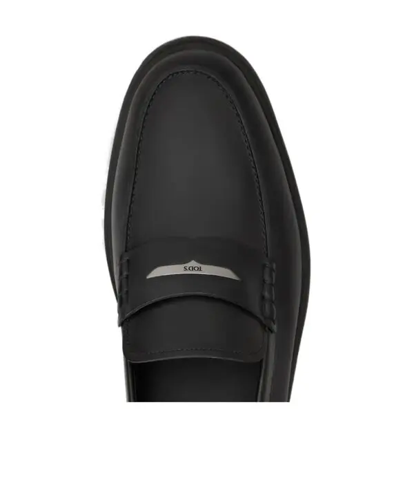 TOD'S Leather Loafers With Metal Detail - Black