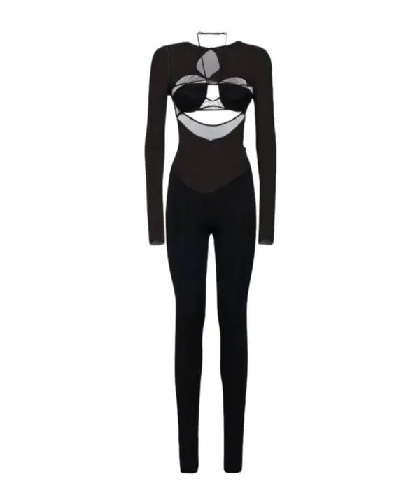 NENSI DOJAKA Tulle Cutout Jumpsuit - Black