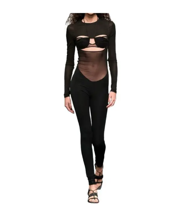 NENSI DOJAKA Tulle Cutout Jumpsuit