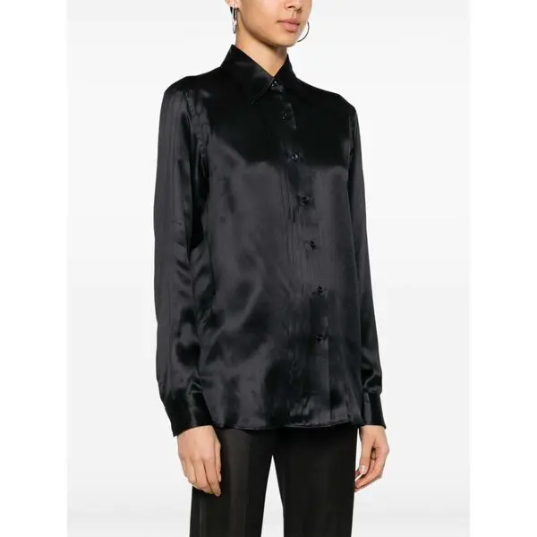TOM FORD Pintucked Long-sleeved Shirt - Black