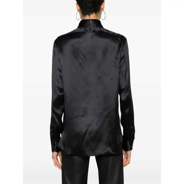 TOM FORD Pintucked Long-sleeved Shirt - Black