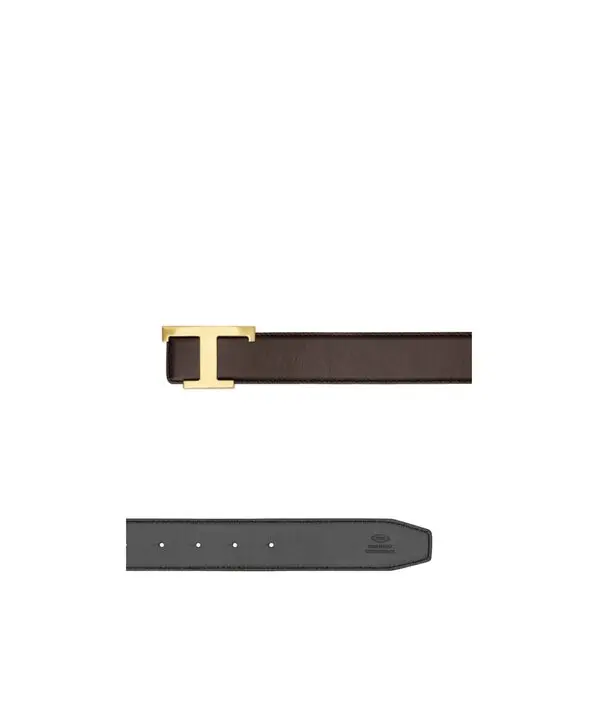 TOD'S Timeless Reversible Belt With T Eternal Buckle - Black