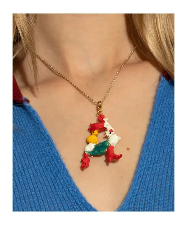 Marni Enamel Duck Pendant Charm - Red