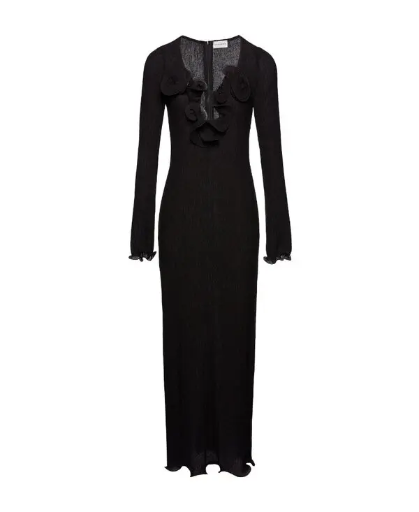 Magda Butrym Long-sleeved Crepe Beach Maxi Dress - Black