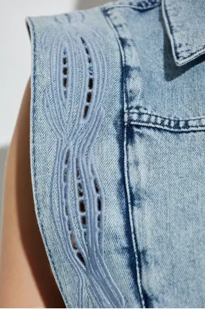 IRO PARIS Rosye Sleeveless Broderie Anglaise Denim Jacket - Blue