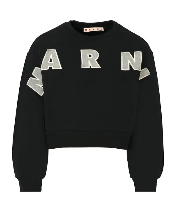 Marni Logo Embellished Crewneck Sweatshirt - Black