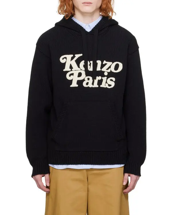 Kenzo Logo Detailed Drawstring Knit Hoodie