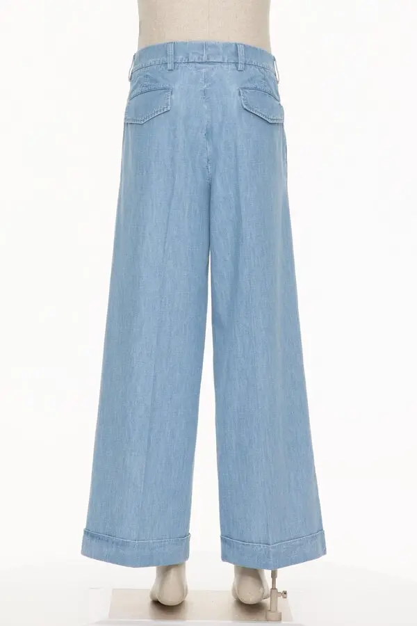 Valentino Garavani Wide Leg Cuffed Denim Trousers