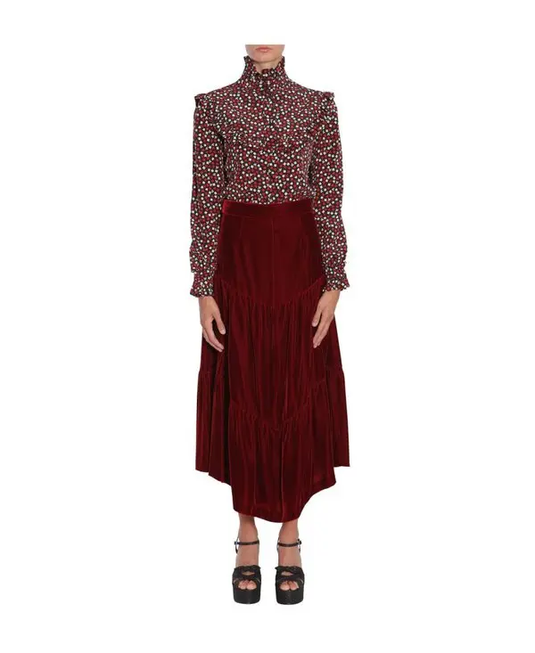 Saint Laurent Ruffle Trim Printed Blouse