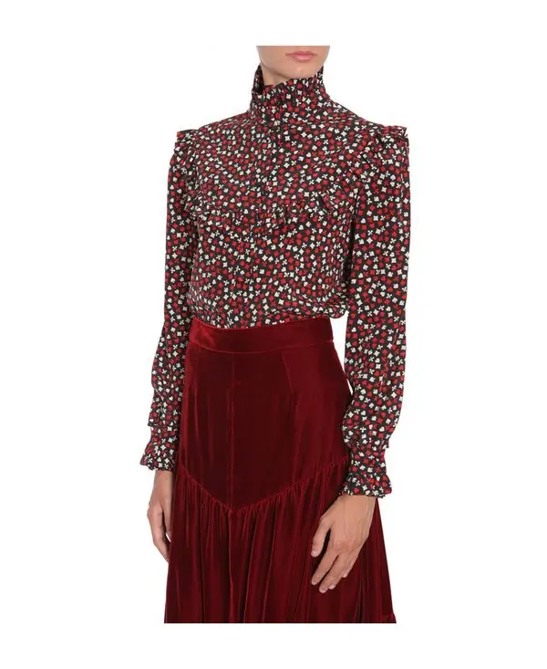 Saint Laurent Ruffle Trim Printed Blouse