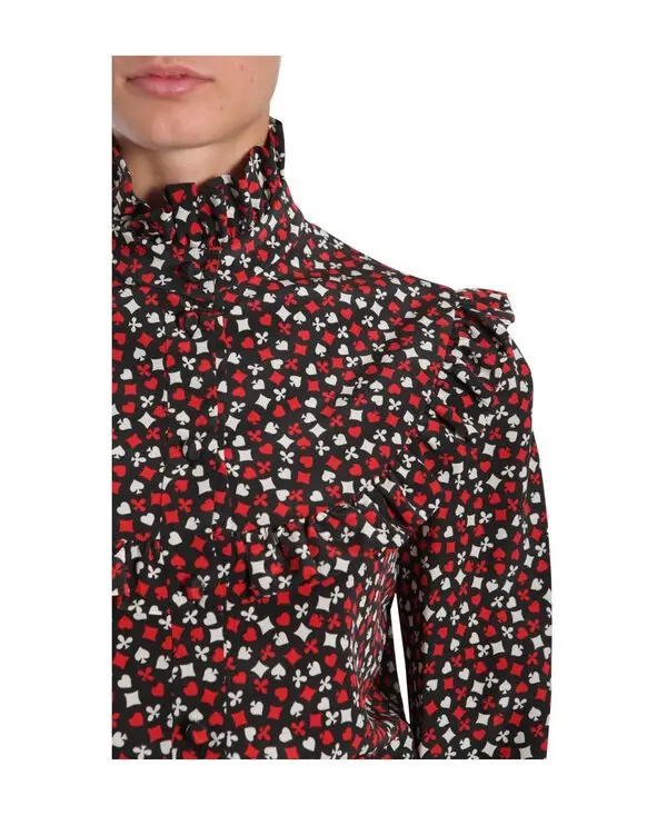 Saint Laurent Ruffle Trim Printed Blouse