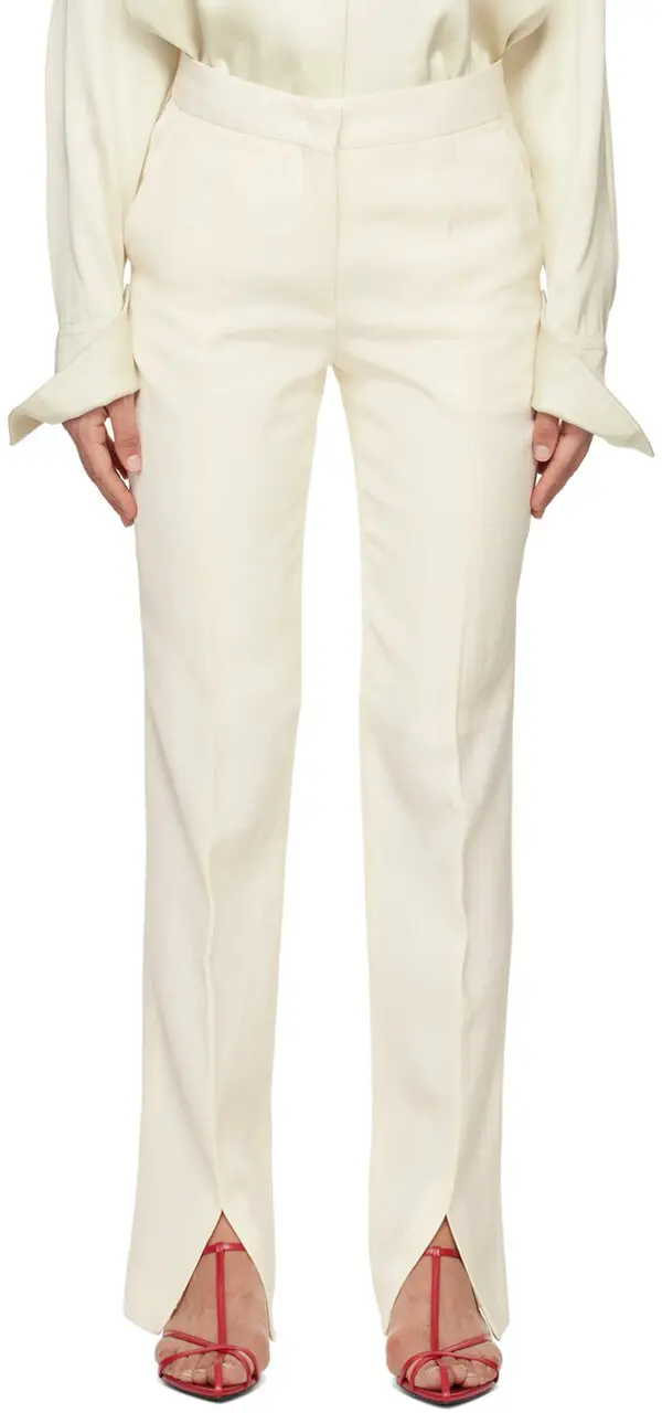 JIL SANDER Seam Pleated Trousers With Slit Detail - Nude