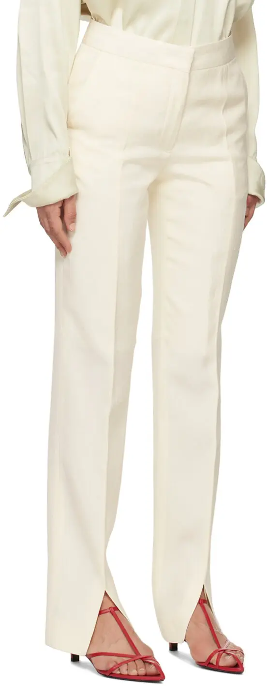 JIL SANDER Seam Pleated Trousers With Slit Detail - Nude