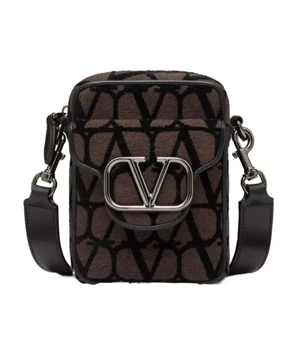 Valentino Garavani Locò Toile Iconographe Zip-up Mini Shoulder Bag - Black