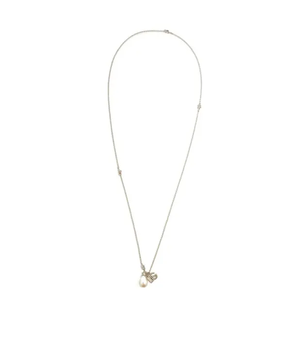 Dolce & Gabbana Dg Logo Teardrop Pearl Necklace - White