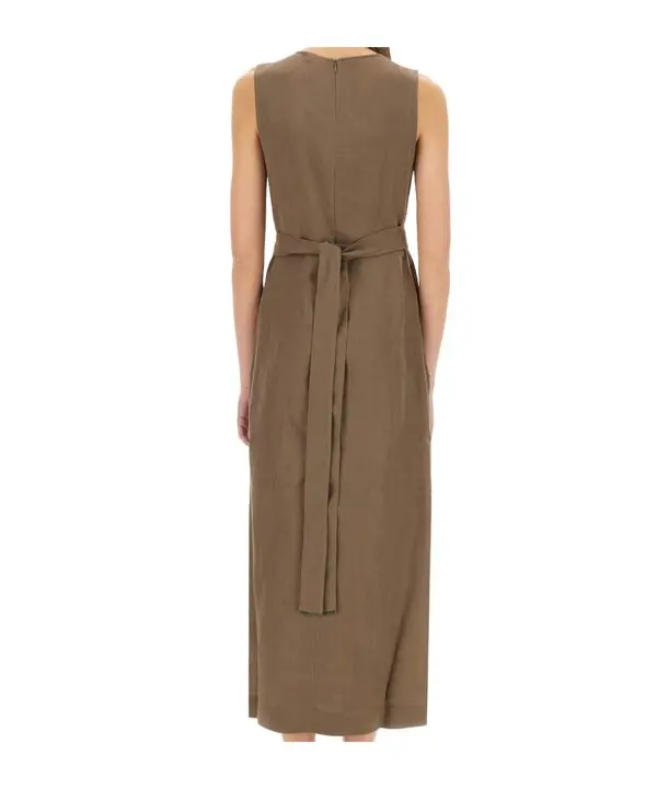 Brunello Cucinelli Fluid Twill Wrap-effect Dress - Brown
