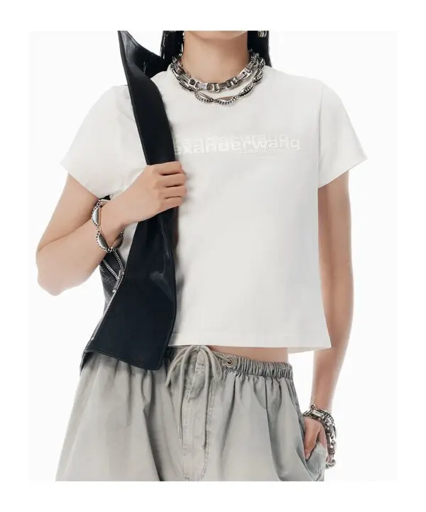 Alexander Wang Shrunken Logo T-shirt - White