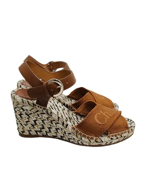 Chloé Piia Crossover-strap Espadrille Wedge Sandals