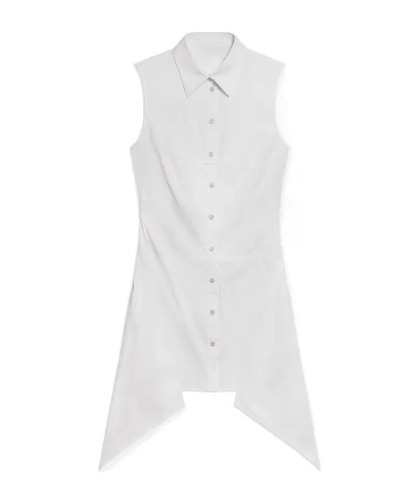Helmut Lang Sleeveless Bustier Shirt Dress - White