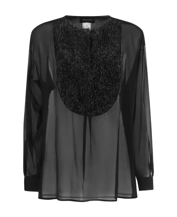 Fabiana Filippi Sheer Paneled Blouse With Embellished Neckline