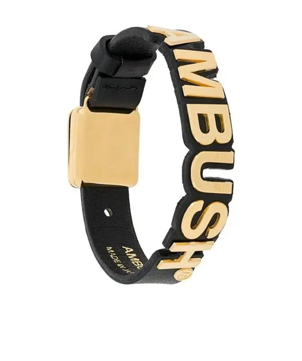 AMBUSH Logo Lettering Leather Bracelet - Black