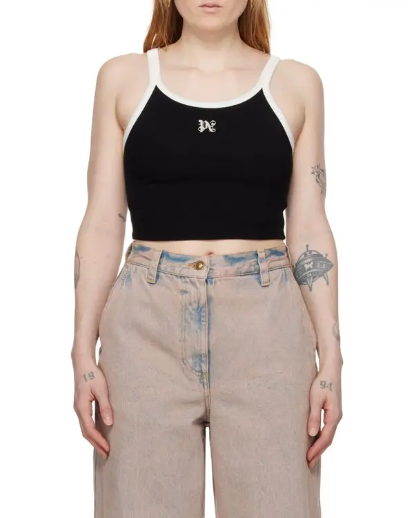 Palm Angels Pa Monogram Cropped Tank Top