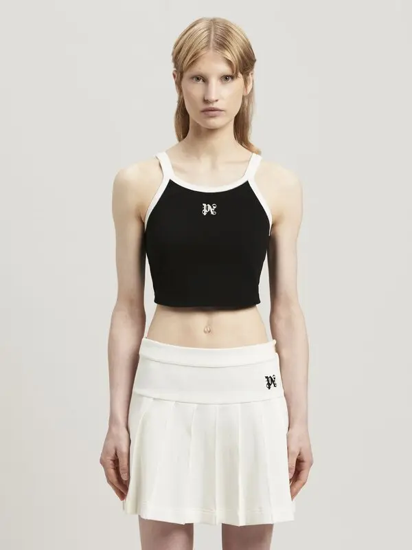 Palm Angels Pa Monogram Cropped Tank Top