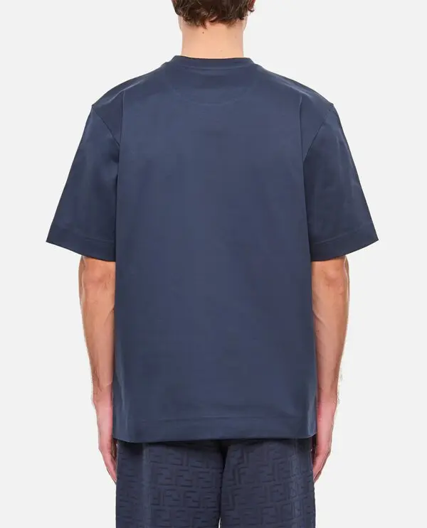 Fendi Logo Printed Crewneck T-shirt - Navy Blue