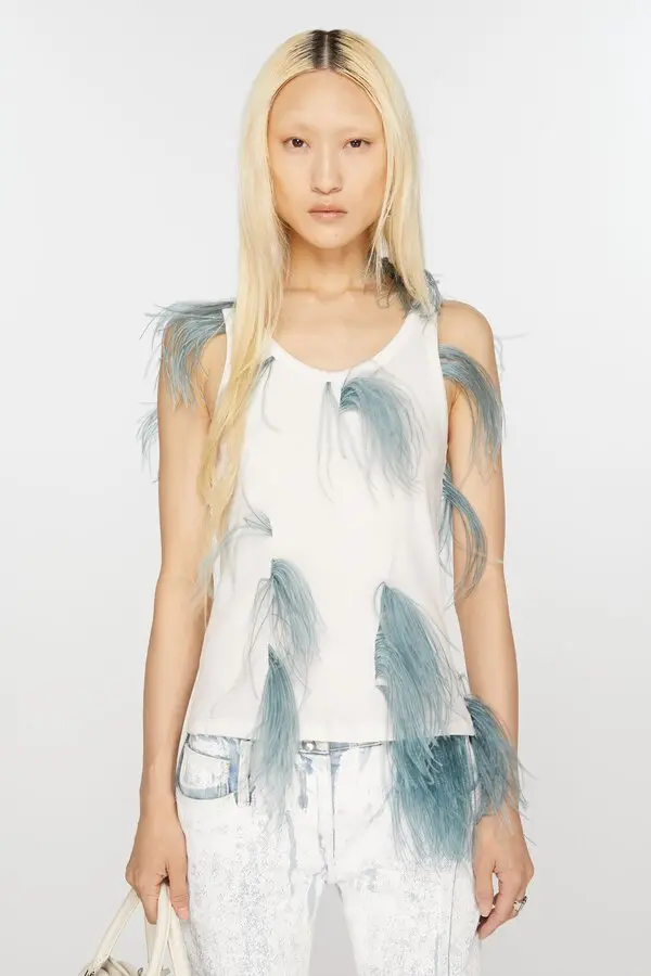 Acne Studios Feather-detailed Ribbed Tank Top