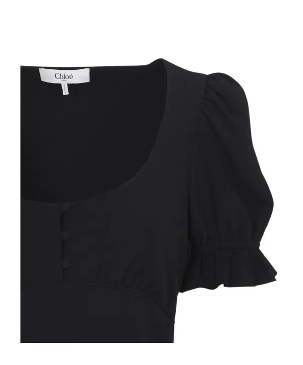 Chloé Ruffled Puff Sleeve Midi Dress