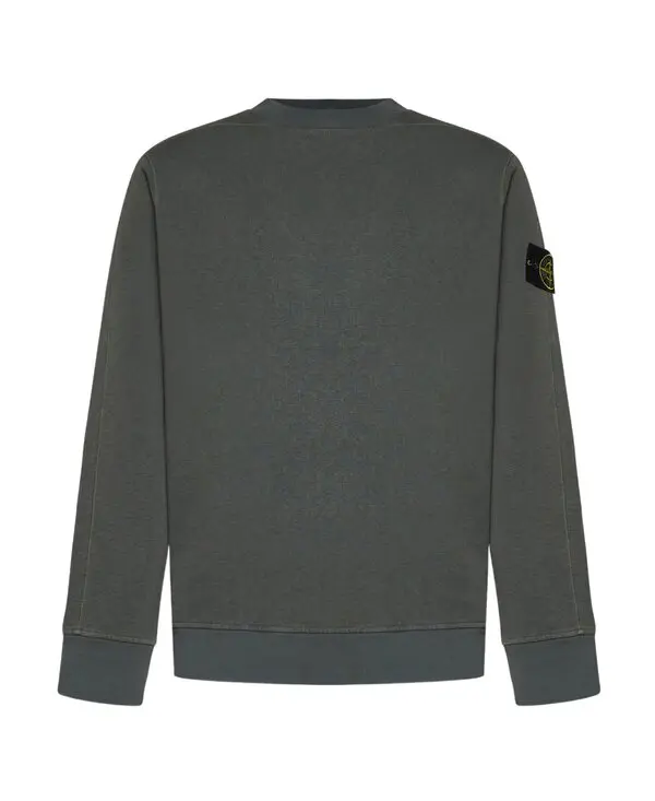 Stone Island Logo Patch Crewneck Sweatshirt - Black