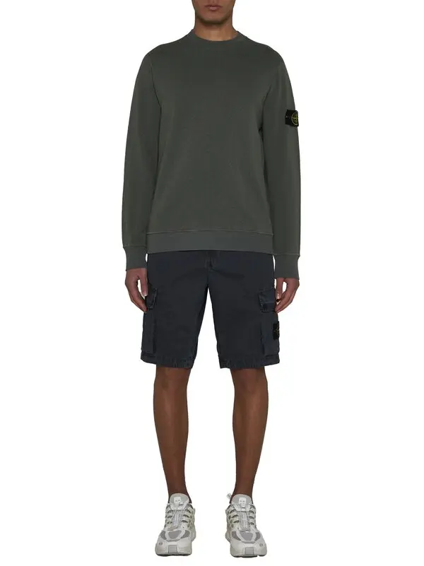 Stone Island Logo Patch Crewneck Sweatshirt - Black