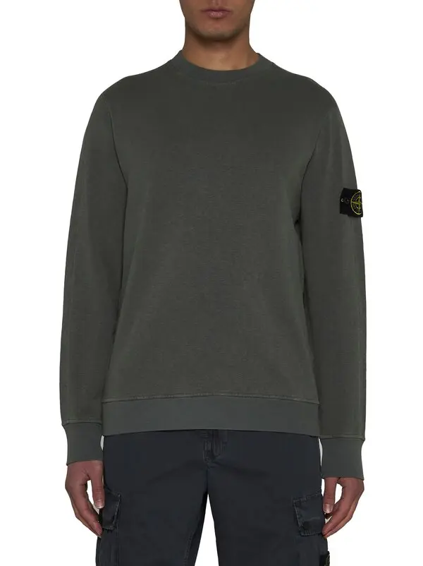 Stone Island Logo Patch Crewneck Sweatshirt - Black