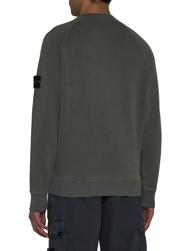Stone Island Logo Patch Crewneck Sweatshirt - Black
