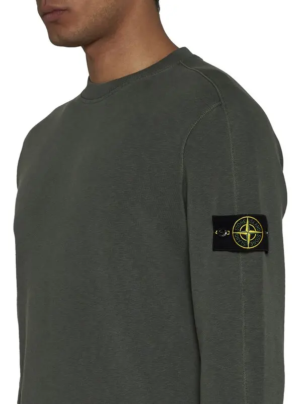 Stone Island Logo Patch Crewneck Sweatshirt - Black