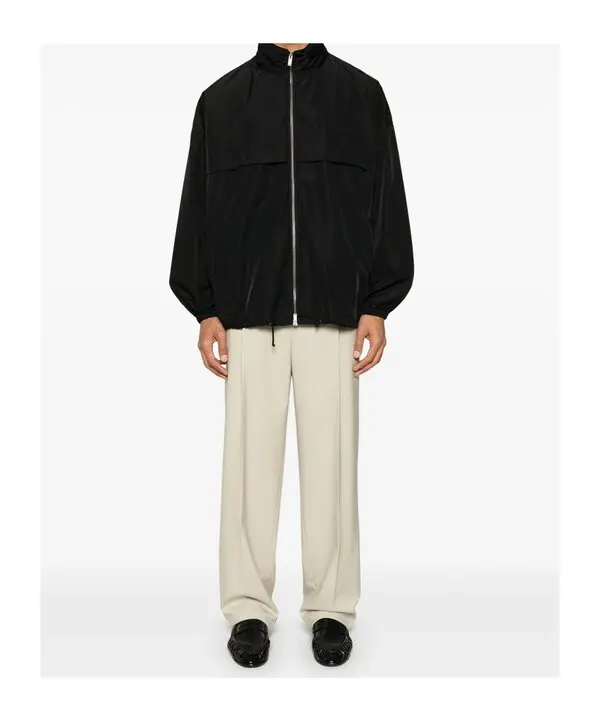 Saint Laurent Logo Embroidered Zip-up Jacket - Black