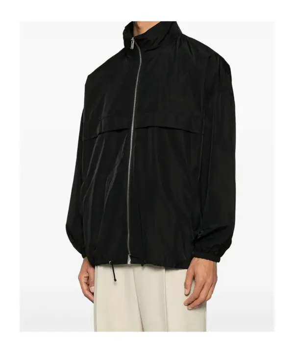 Saint Laurent Logo Embroidered Zip-up Jacket - Black