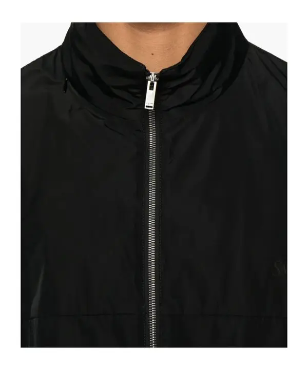 Saint Laurent Logo Embroidered Zip-up Jacket - Black