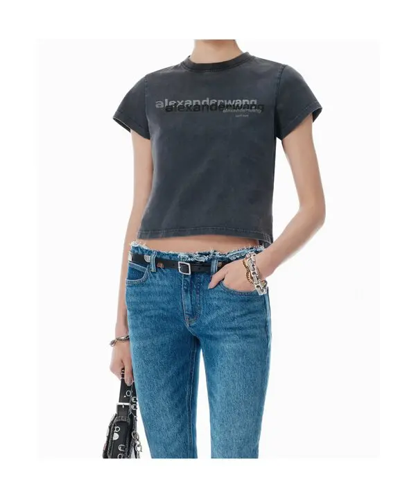 Alexander Wang Shrunken Logo T-shirt - Black