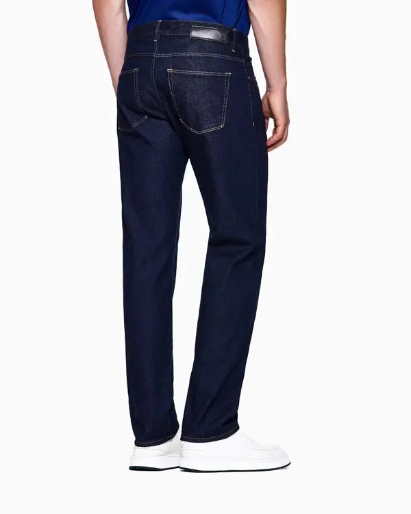 Giorgio Armani Contrast Stitched Straight Leg Jeans - Black