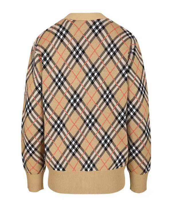 Burberry Checked Button-up Knitted Cardigan - Sand-colored